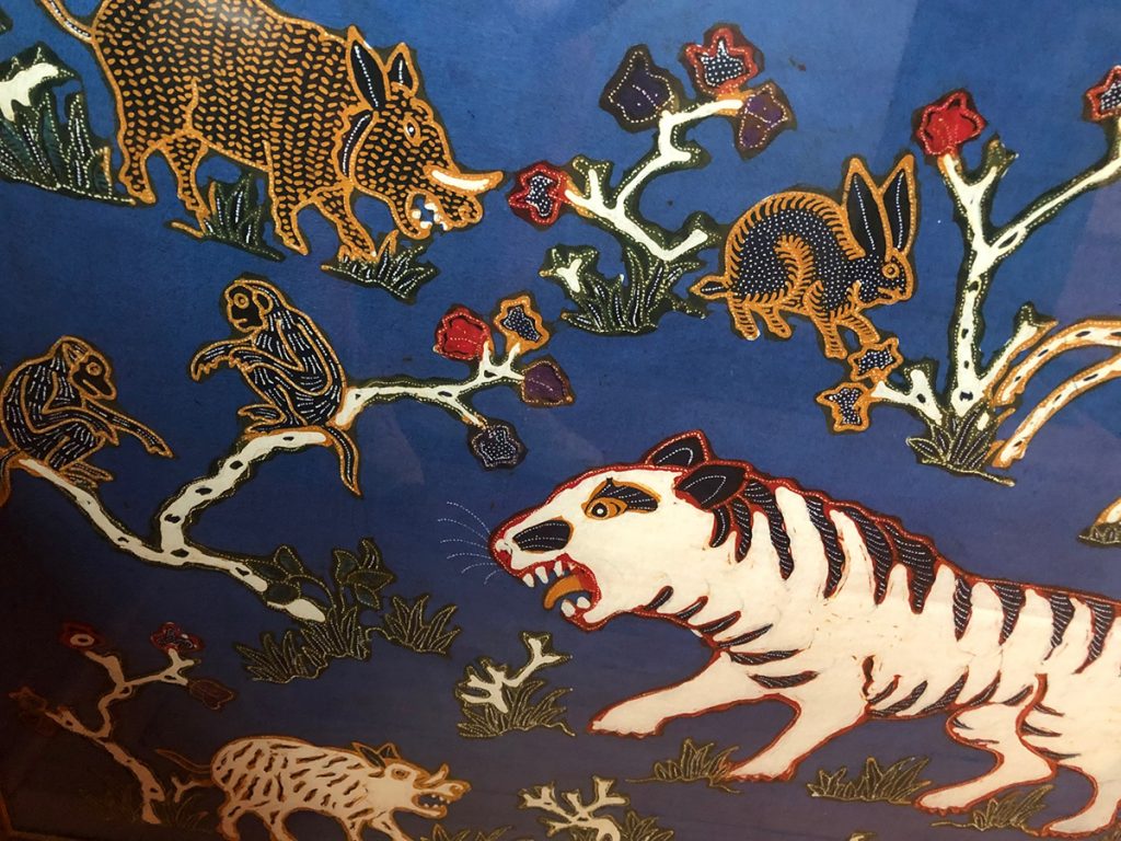 Batik Tulis Winotosastro Yogya Indonesia Art, Animals, Framed With Glass