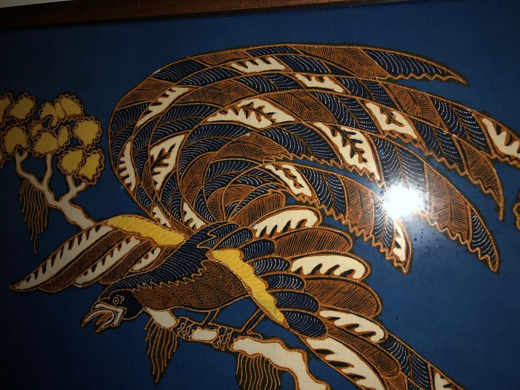 Batik Tulis Winotosastro Yogya Indonesia Art, Bird, Framed With Glass