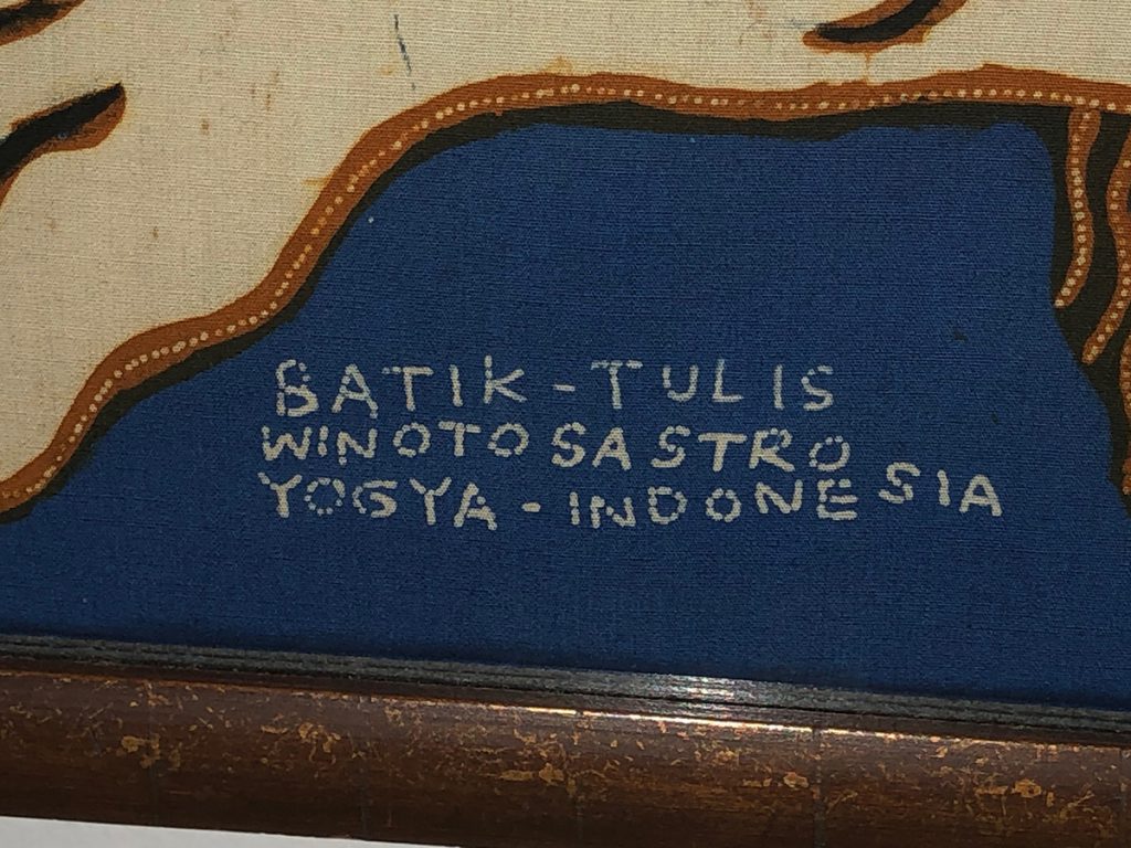 Batik Tulis Winotosastro Yogya Indonesia Art, Bird, Framed With Glass