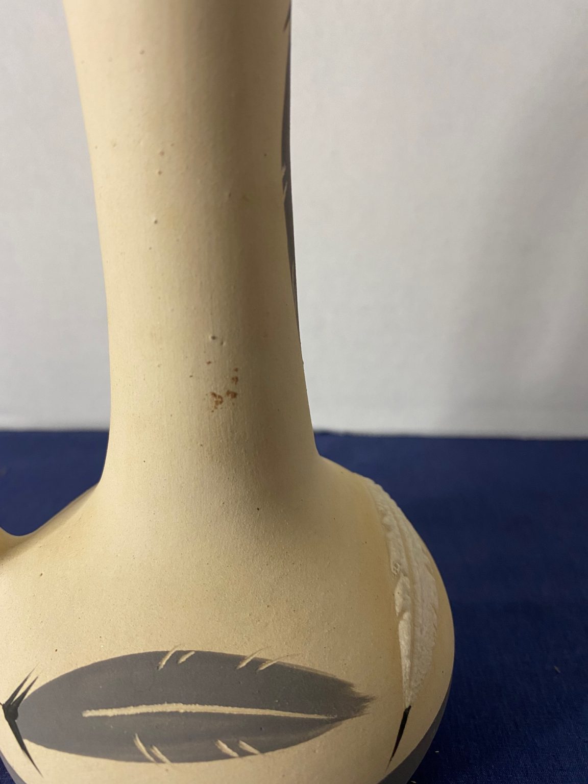 Vintage Grey Feather Pottery Pitcher